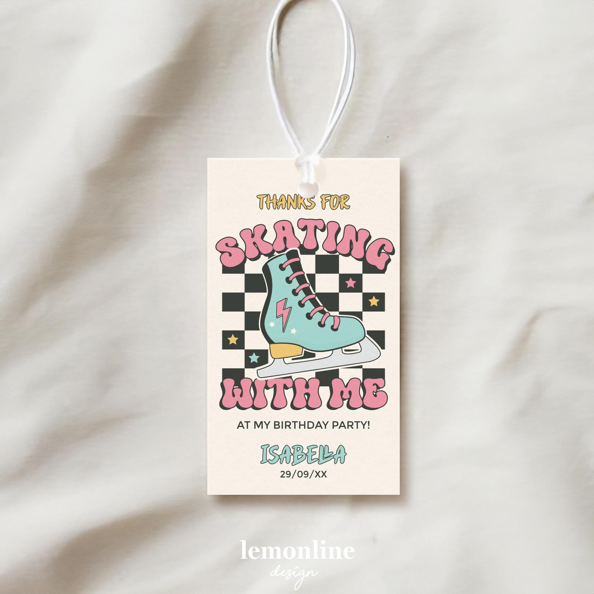 Ice Skate Gift Tag, Ice Skate Favor Tag, Ice Skating Birthday Party Tag ...