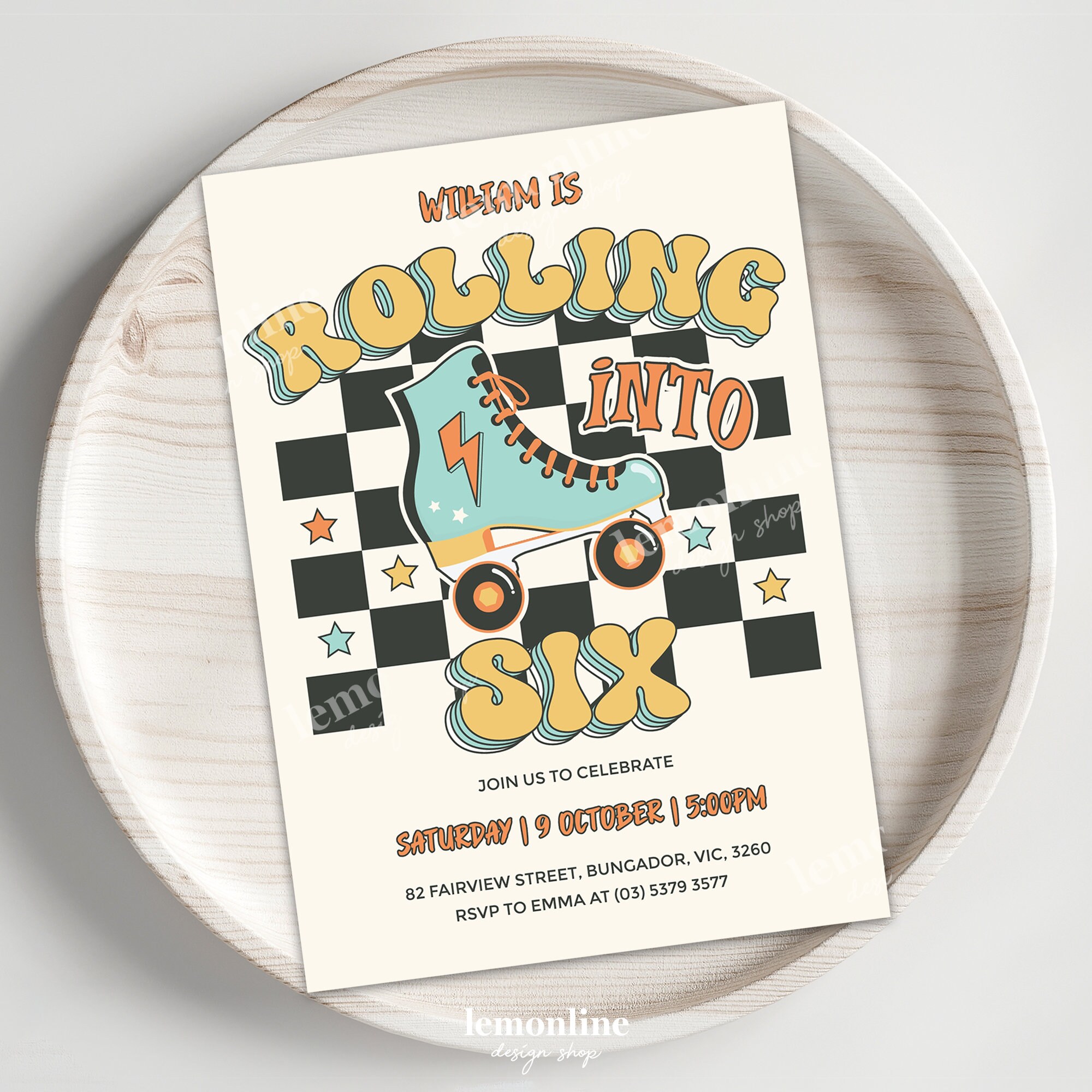 Rolling Into Six Invitation, Let's Roll Invite, 6th Birthday Invite ...