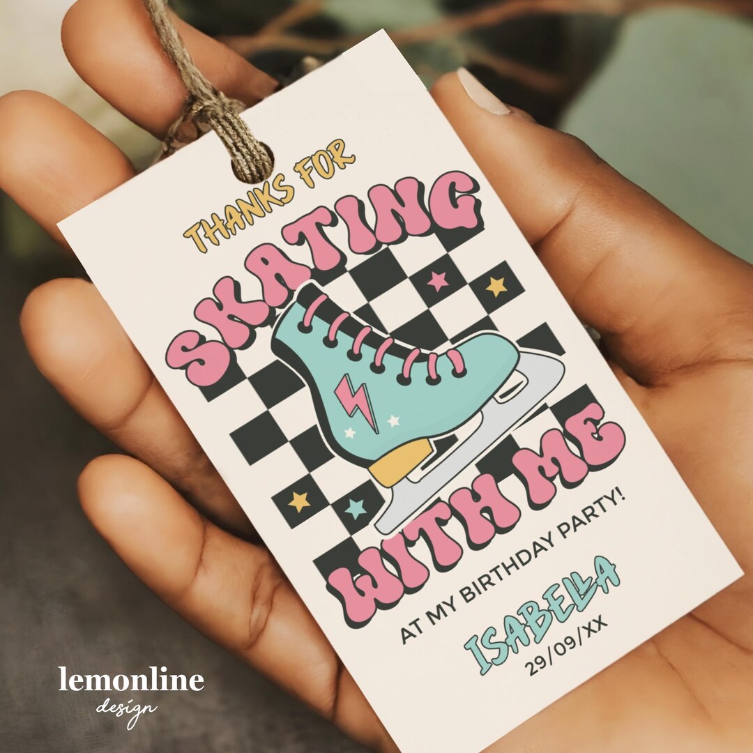 Ice Skate Gift Tag, Ice Skate Favor Tag, Ice Skating Birthday Party Tag ...