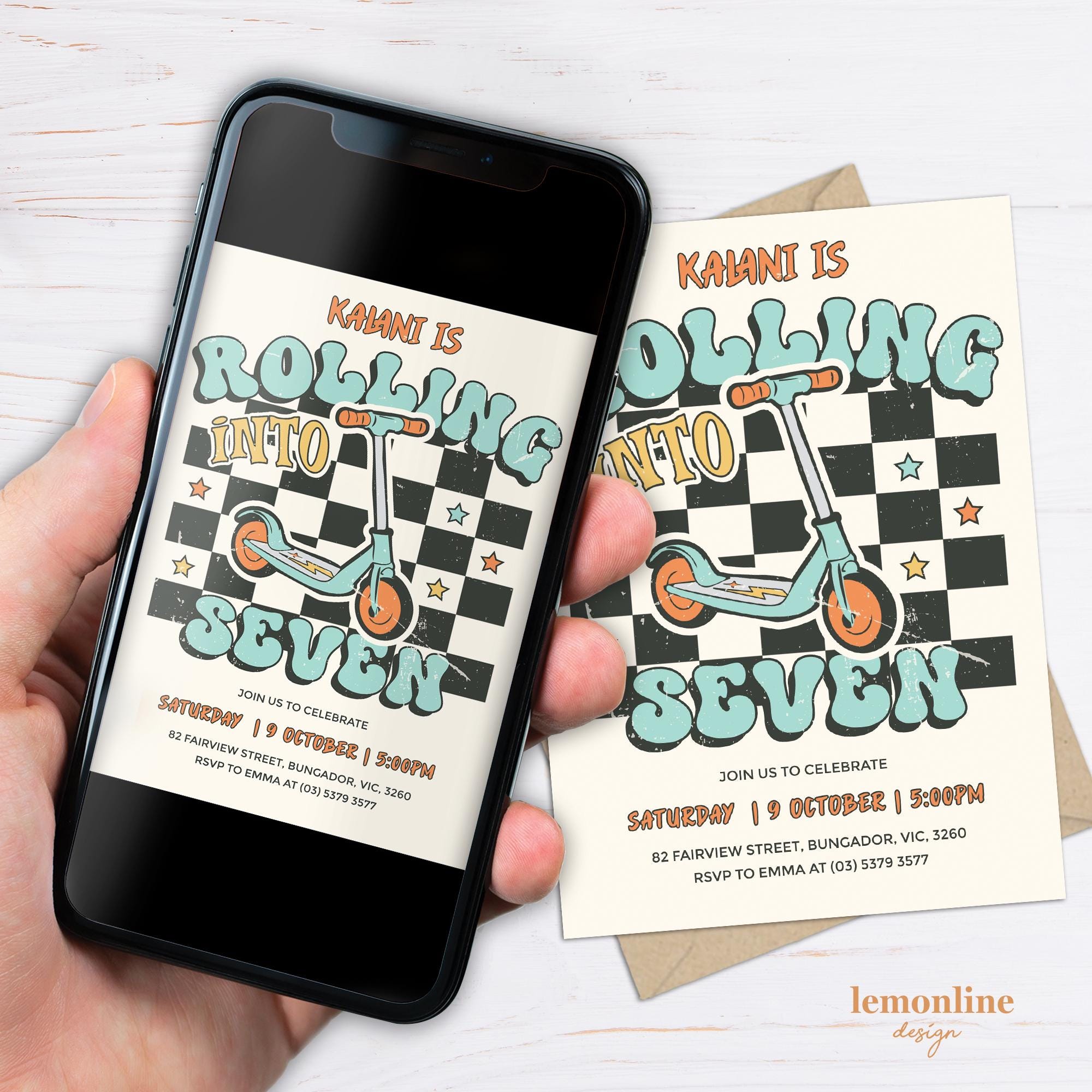 Kick Scooter Birthday Invitation, Scooter Invitation, Scooter Birthday ...