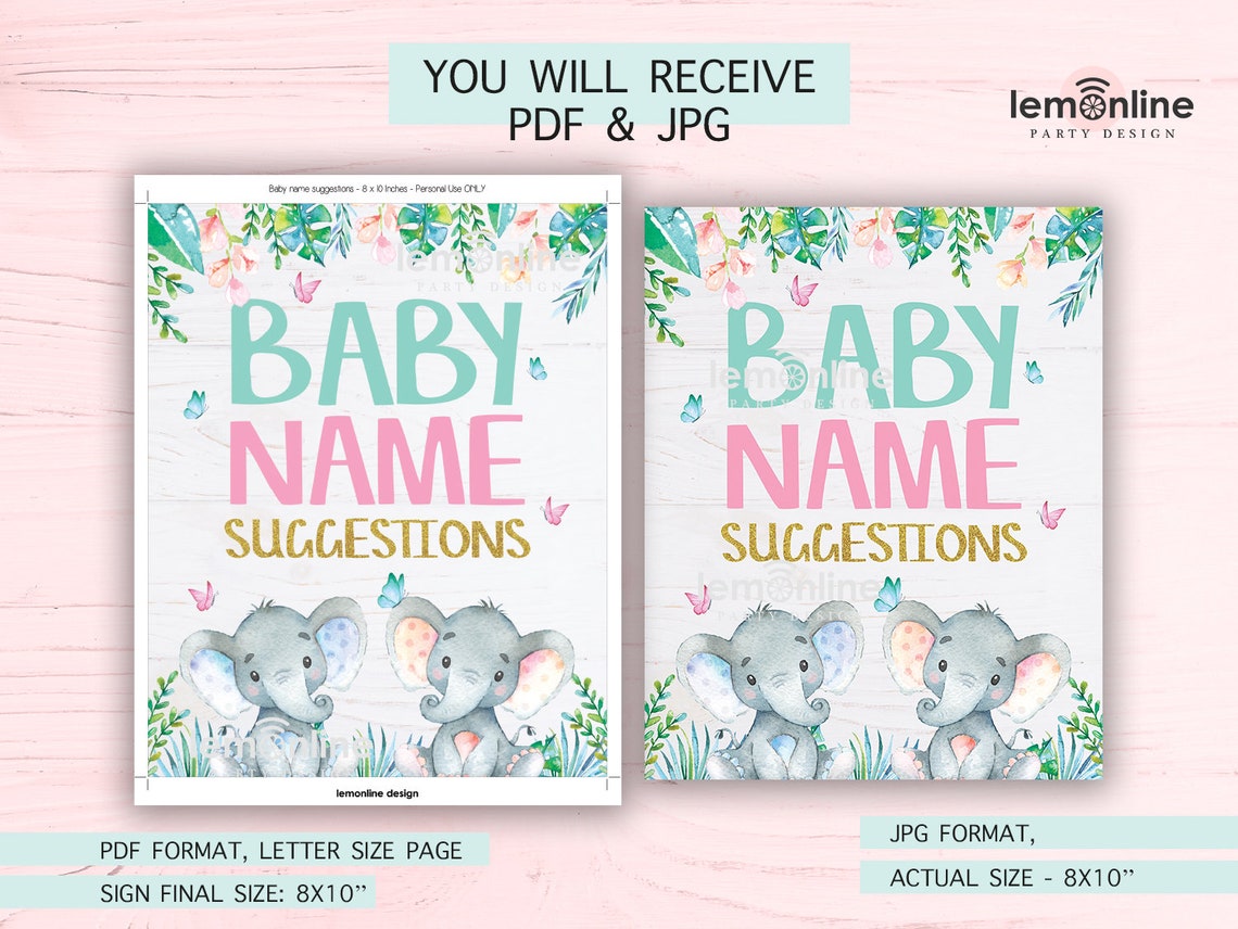 Name Suggestions Sign and Card Gender Reveal Ideas Baby Name | Etsy