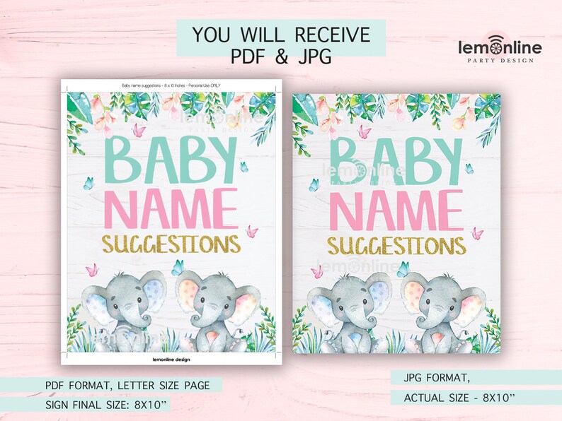 Name Suggestions Sign and Card Gender Reveal Ideas Baby Name | Etsy