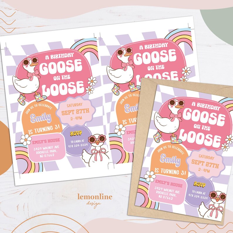 Silly Goose Birthday Invitation, Goose Birthday Girl, Silly Goose on ...