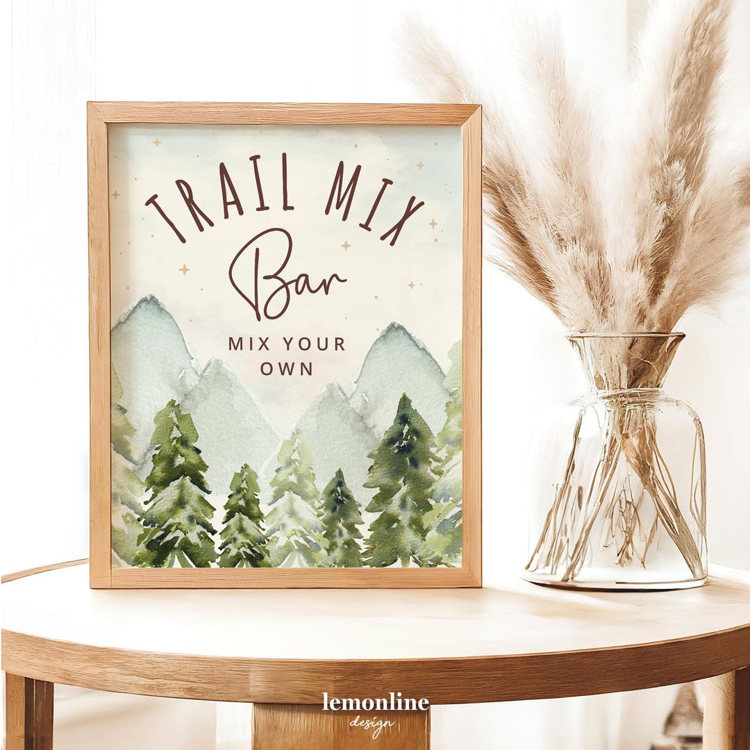 Trail Mix Bar Sign, Camping Baby Shower Sign, A Little Camper is on the ...