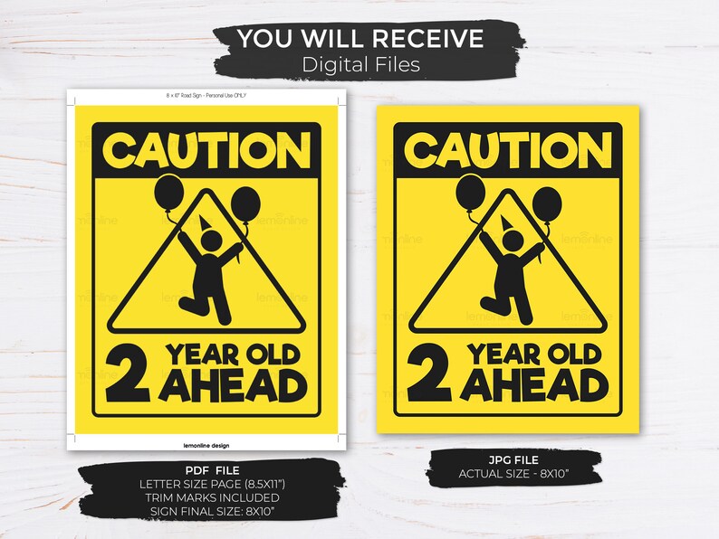 Caution 2 Year Old Ahead Sign Car Birthday Party Decoration - Etsy