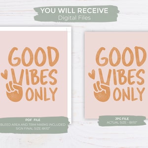 Good Vibes Only Sign, Good Vibes Printable Sign, Home Office Decor ...