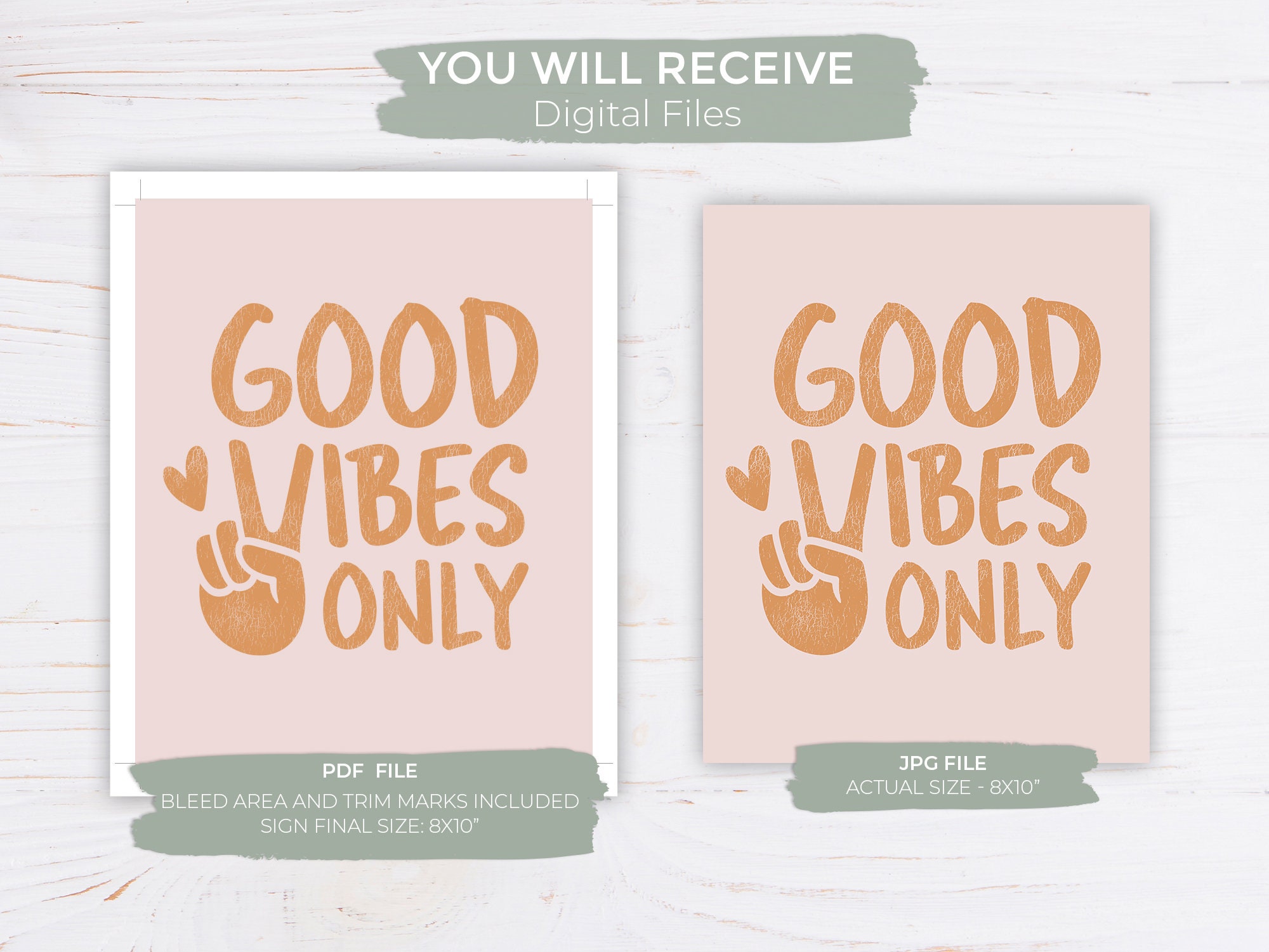 Good Vibes Only Sign, Good Vibes Printable Sign, Home Office Decor ...