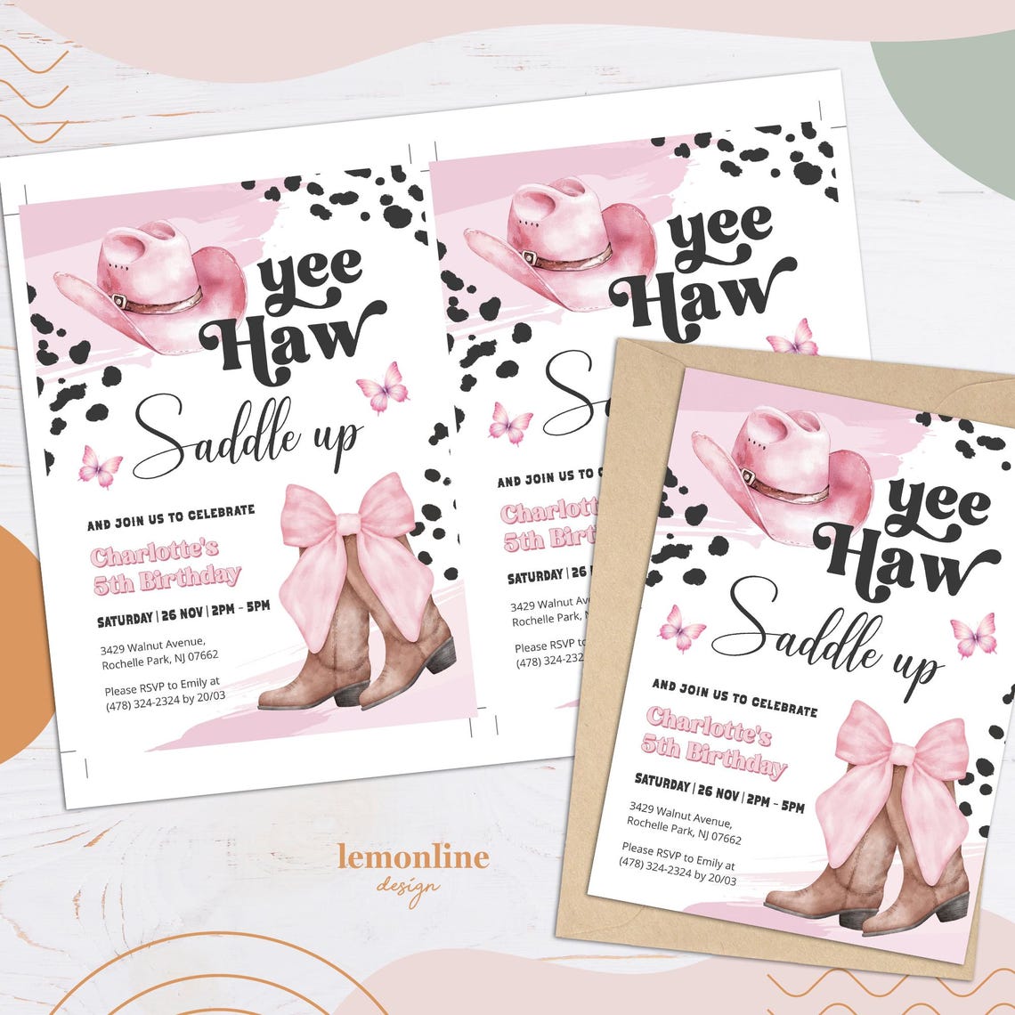 Pink Cowgirl Birthday Party Invitation, Western Coquette Invitation ...