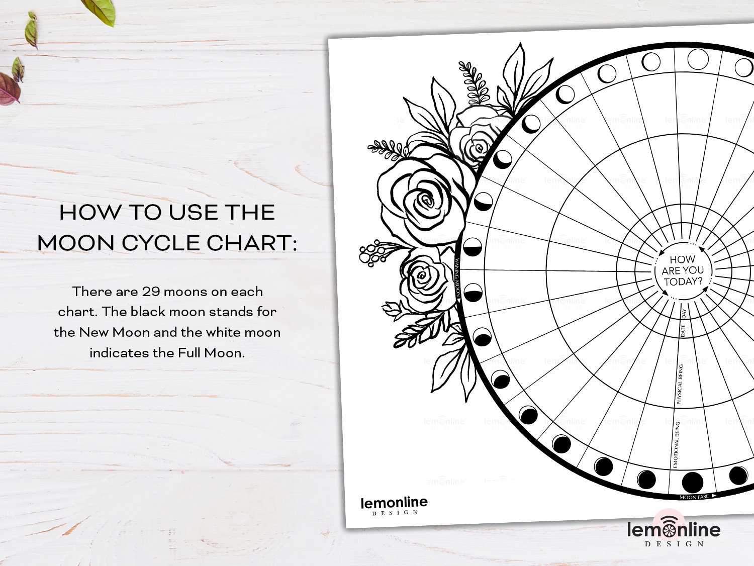 Moon Mandala, Moon Cycle Chart, Body, Mind and Soul Tracker, Moon ...