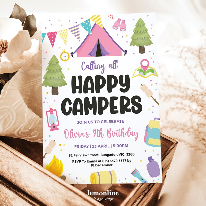 Camping Invitation - Etsy