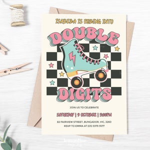 Rolling Into Double Digits Invitation, Let's Roll Invite, 10th Birthday ...