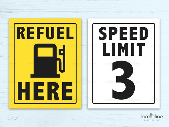Speed Limit 3 Sign Refuel Here Sign Road Signs Birthday - Etsy