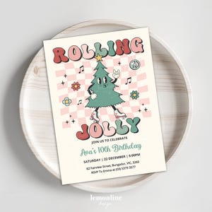 Rolling Jolly Invite, Lets Roll Invite, Roller Skate Christmas Birthday ...
