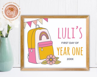 First Day of School Sign Printable Editable Back to School - Etsy