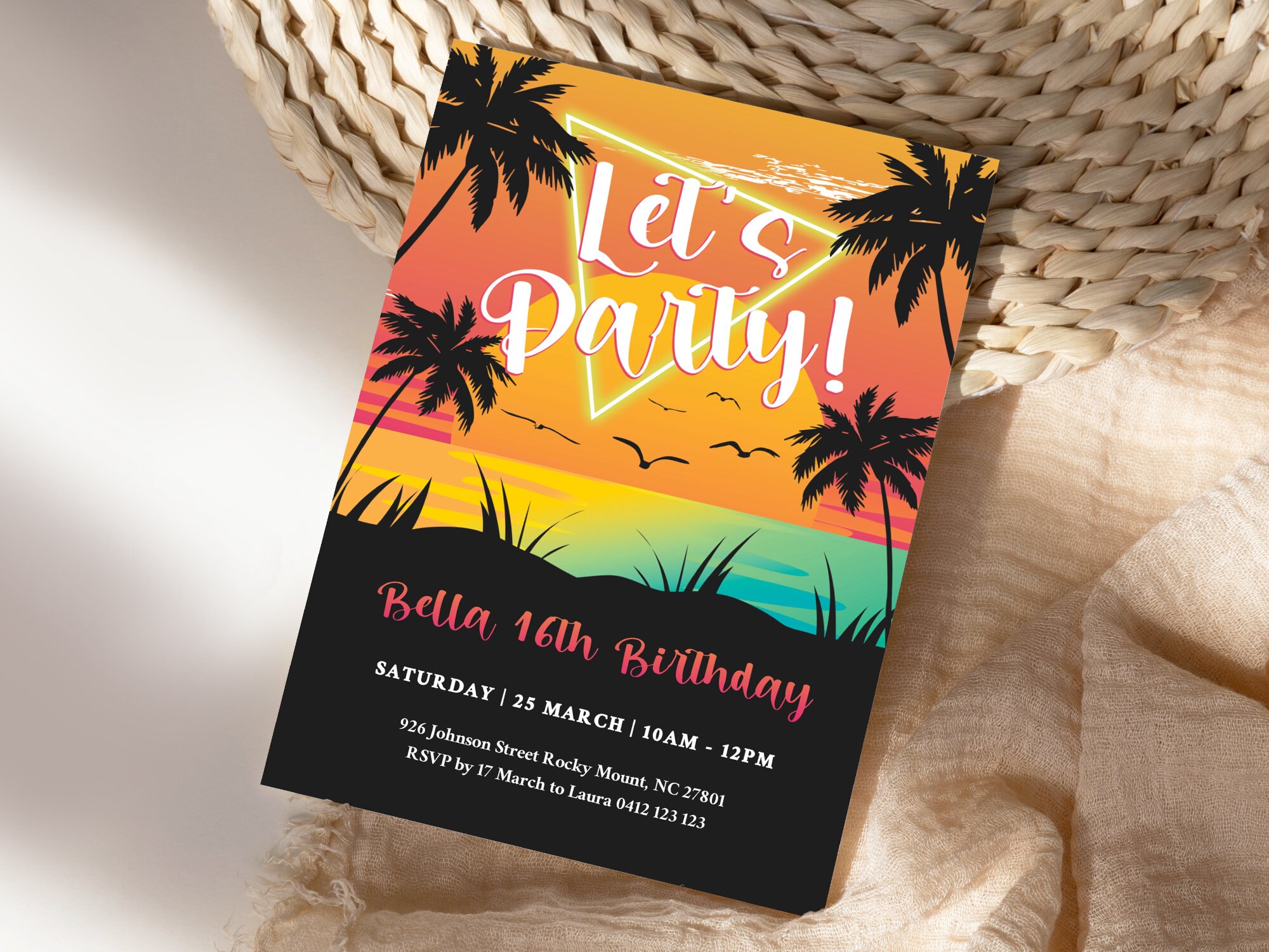 EDITABLE Summer Invitation, Summer Party Invite, Sunset Invitation ...