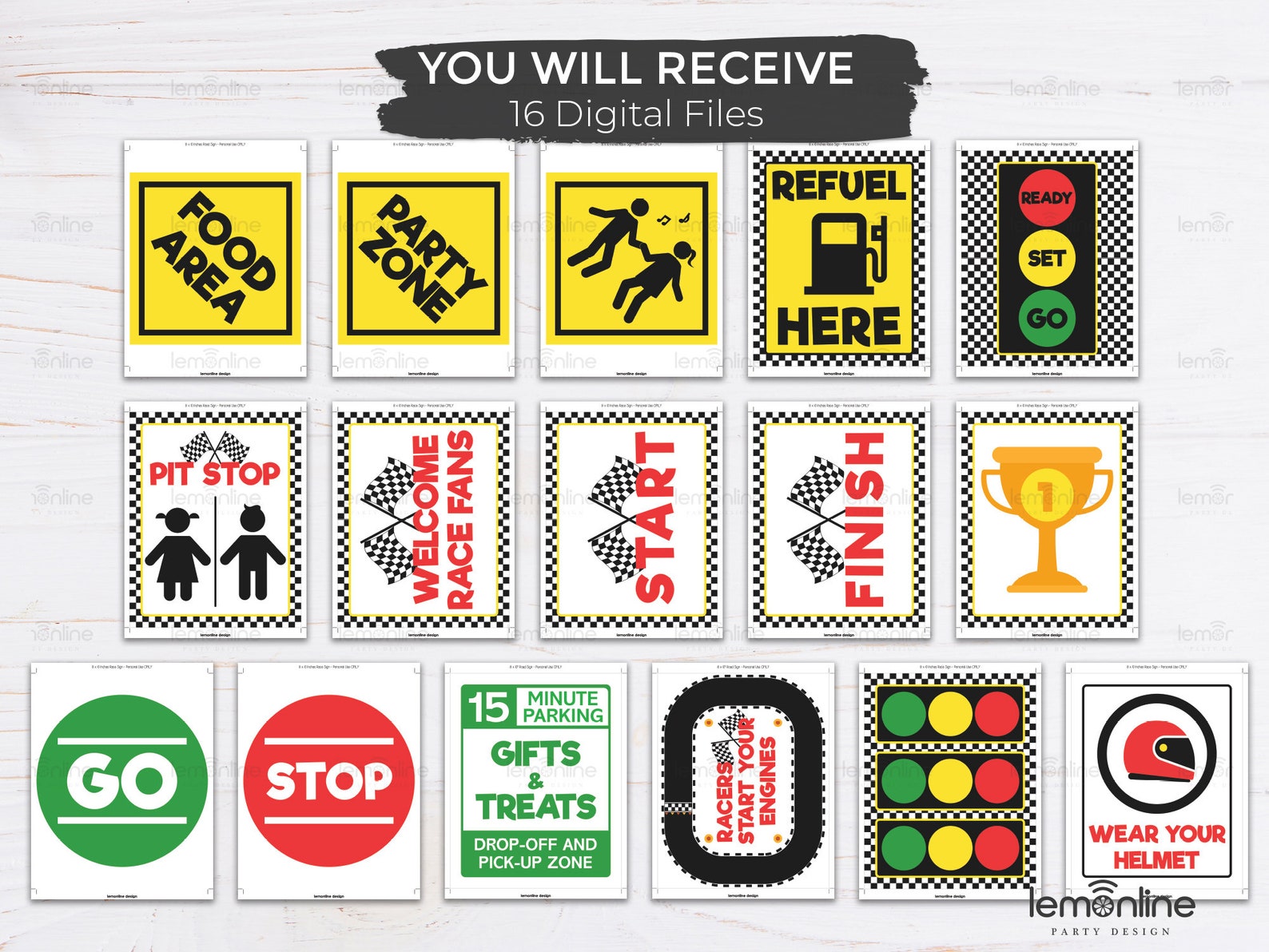 Road Signs Decor Bundle Printable Race Car Signs Race Car - Etsy