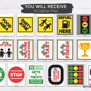 Road Signs Decor, Bundle Printable Race Car Signs, Race Car Sign, Road ...