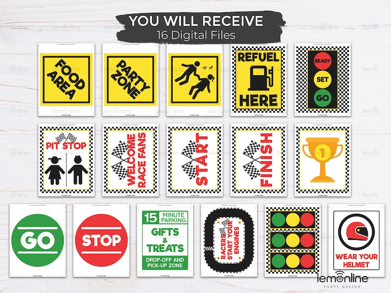 Road Signs Decor Bundle Printable Race Car Signs Race Car - Etsy Australia