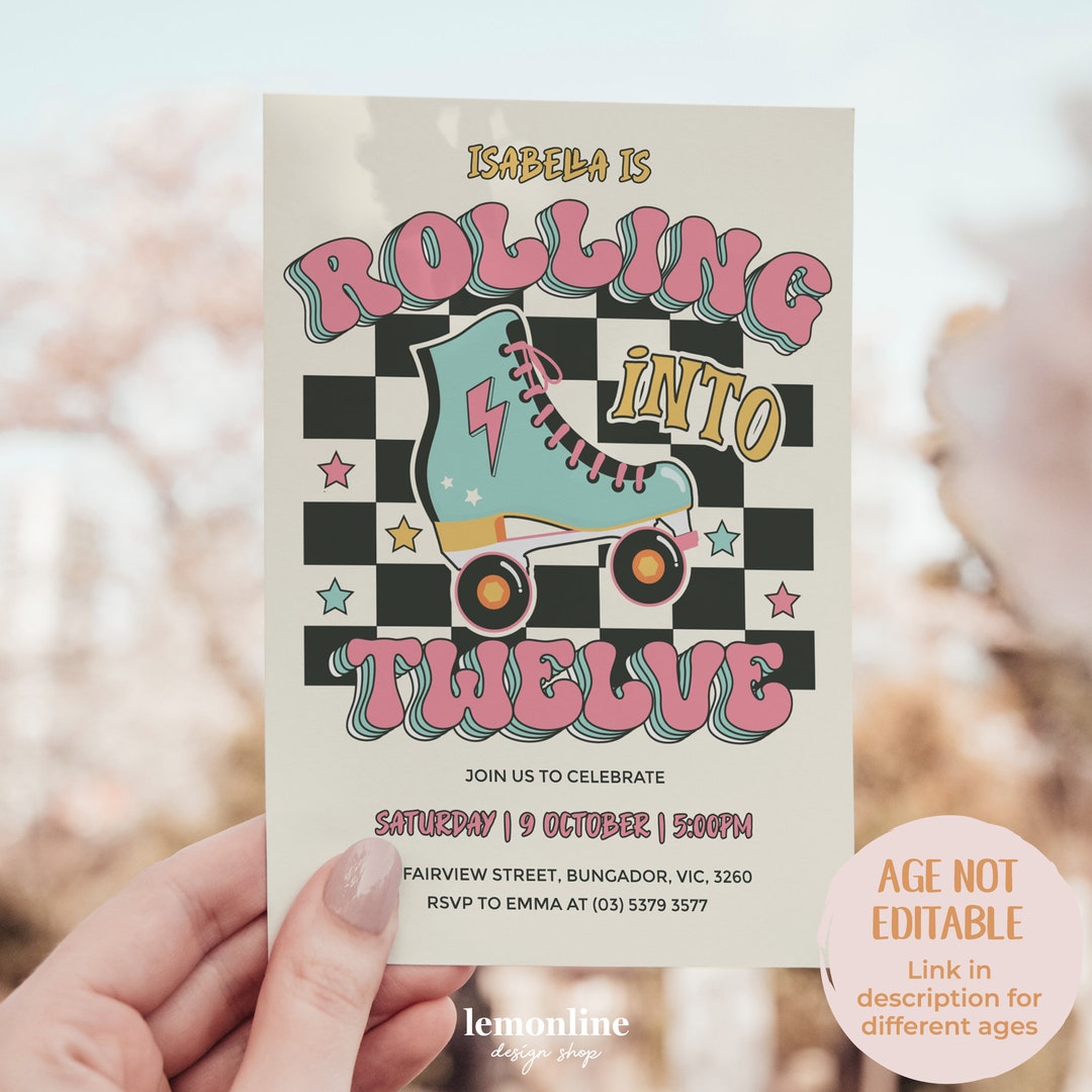 Rolling Into Twelve Invite, Let's Roll Invite, 12th Birthday Invite ...