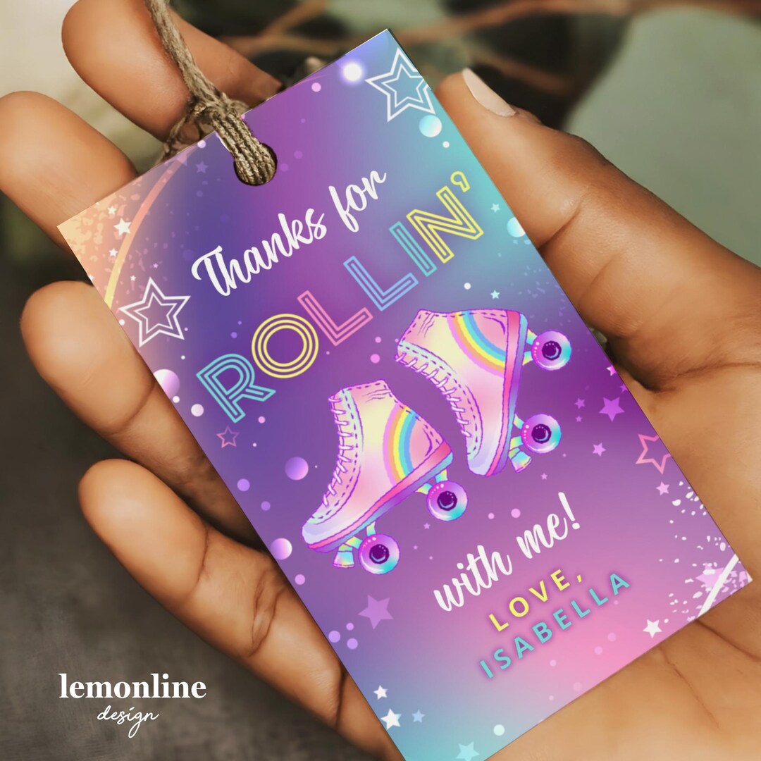 Roller Skating Birthday Favor Tag, Skate Party Birthday Gift Tag ...