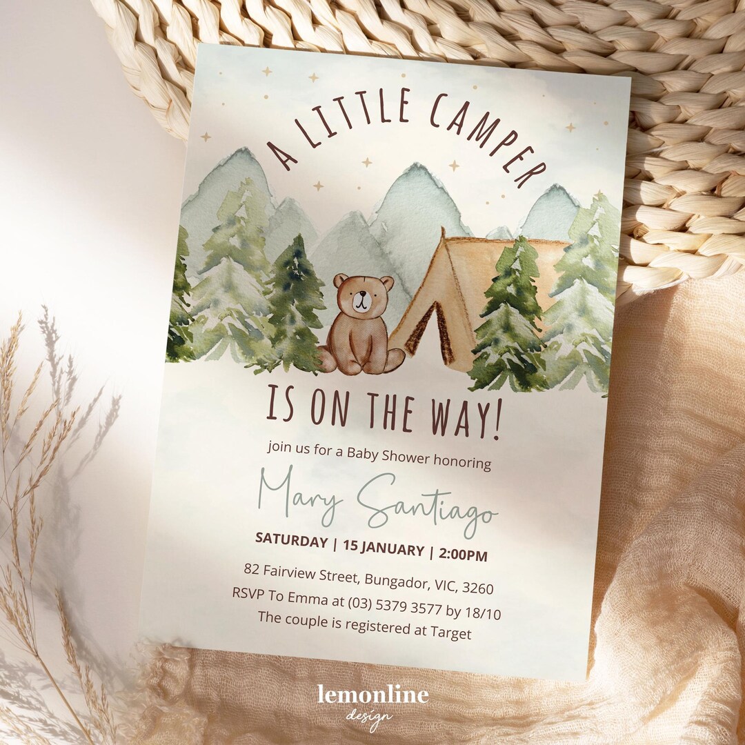 Little Camper Invitation, Let the Adventure Begin Baby Shower ...
