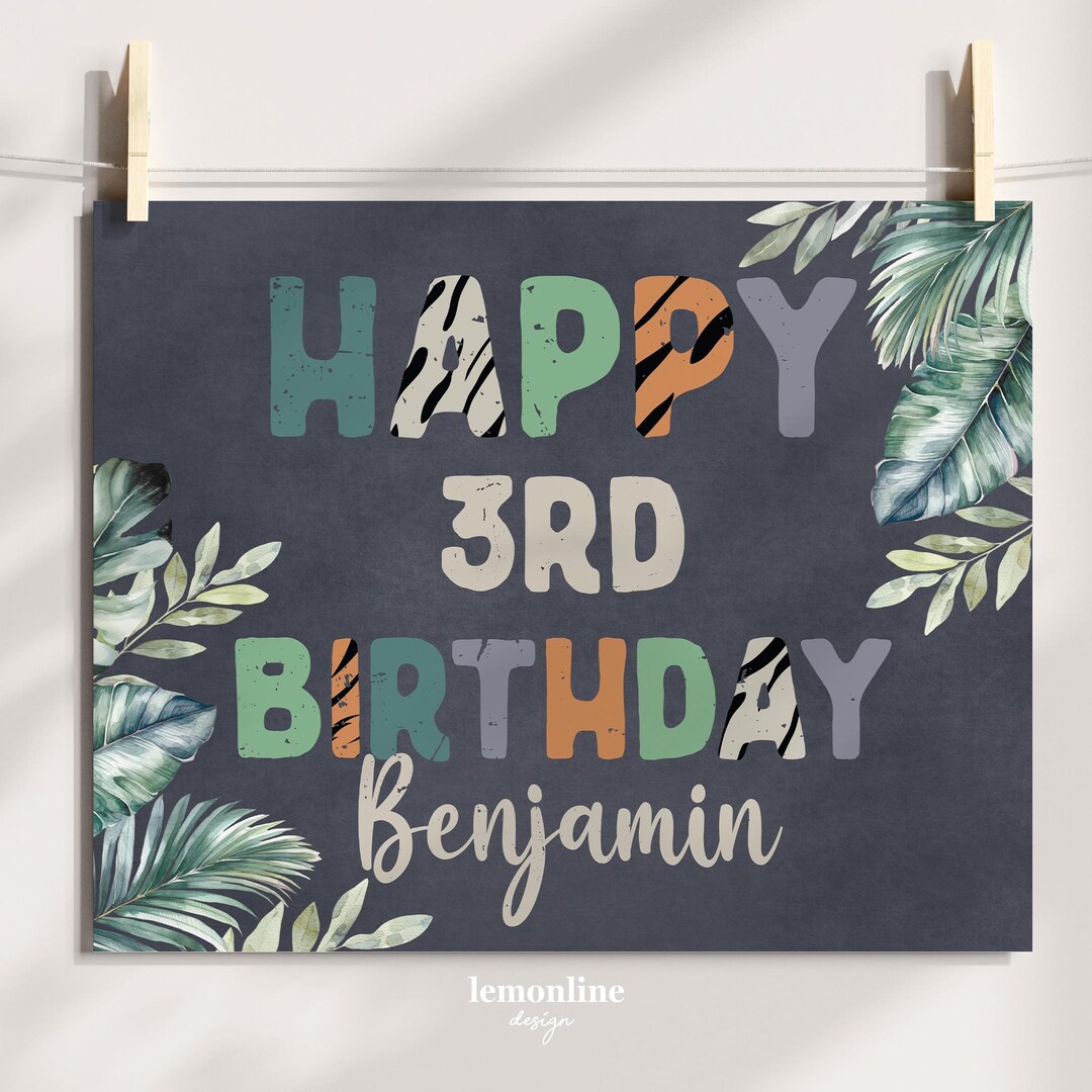 Happy Birthday Sign, Young Wild and Three Party Decor, ANY AGE, Boy 3rd ...