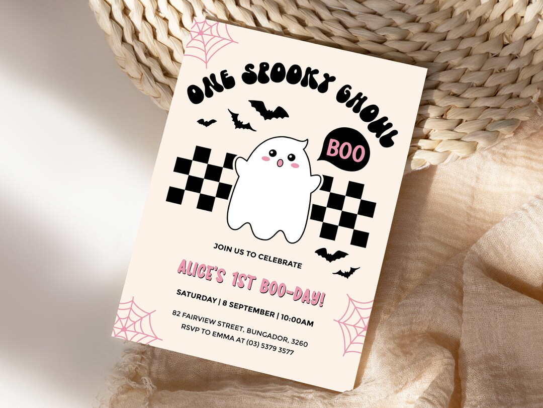 Spooky One Invite, Spooky Baby Invite, Halloween Birthday Invitation ...