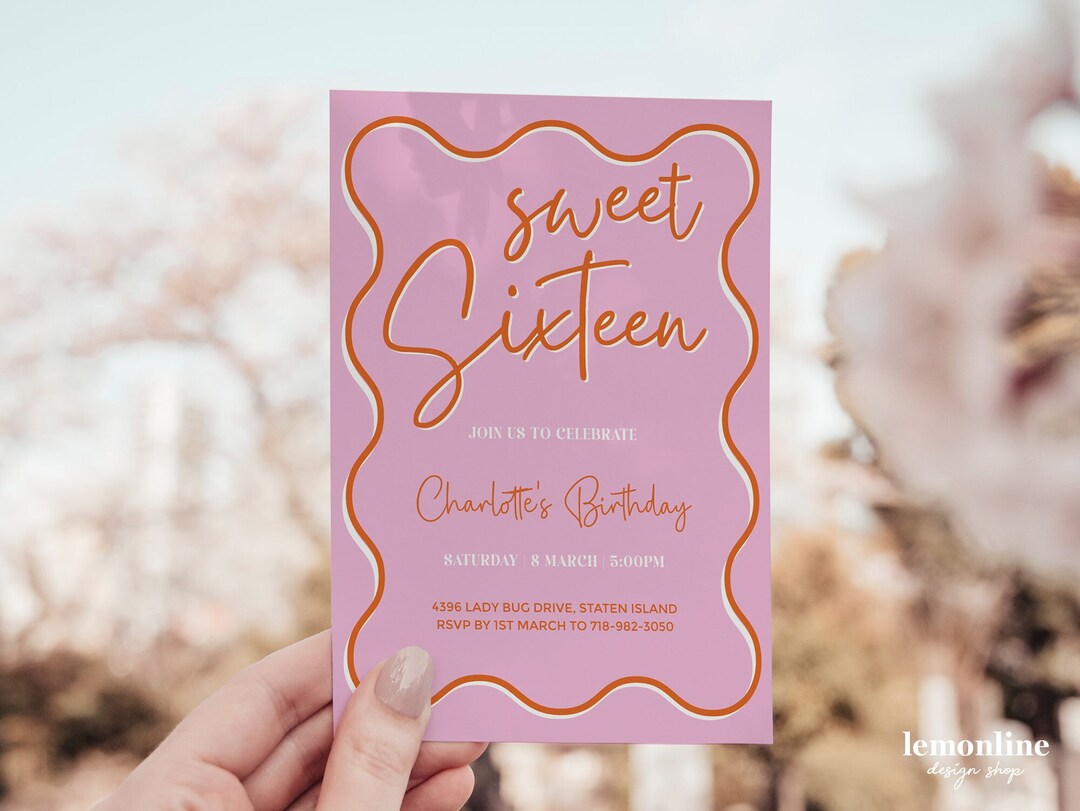 Sweet Sixteen Invite, Invitation for Teens, 16th Birthday Ideas, Sweet ...