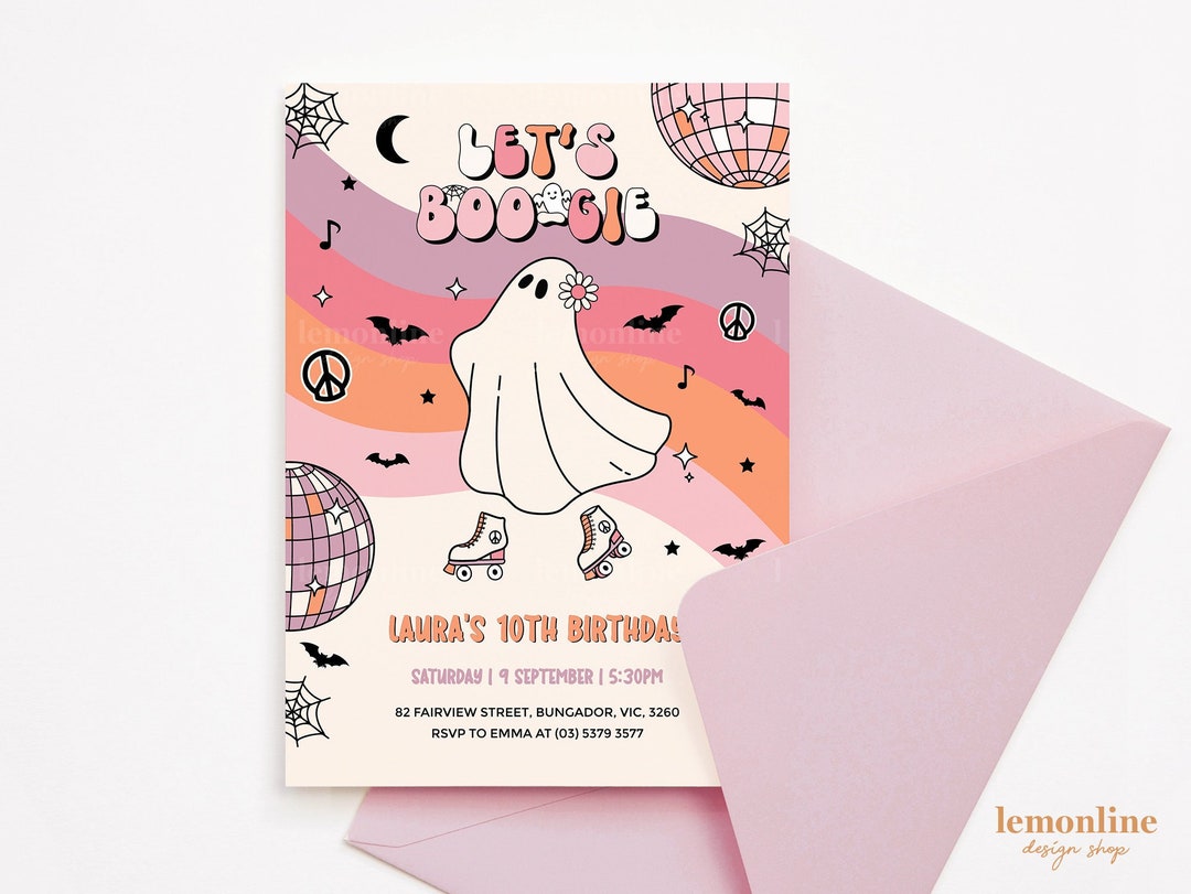 Halloween Birthday Invitation, Let's Roll Invite, Disco Halloween ...