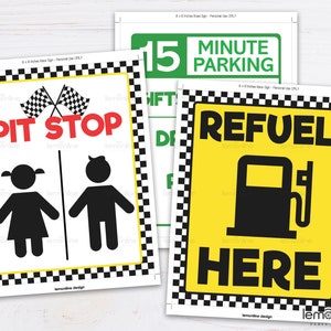 Road Signs Decor, Bundle Printable Race Car Signs, Race Car Sign, Road ...