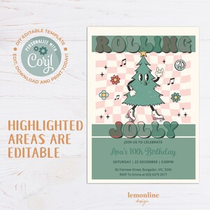 Rolling Jolly Invite, Lets Roll Invite, Roller Skate Christmas Birthday ...
