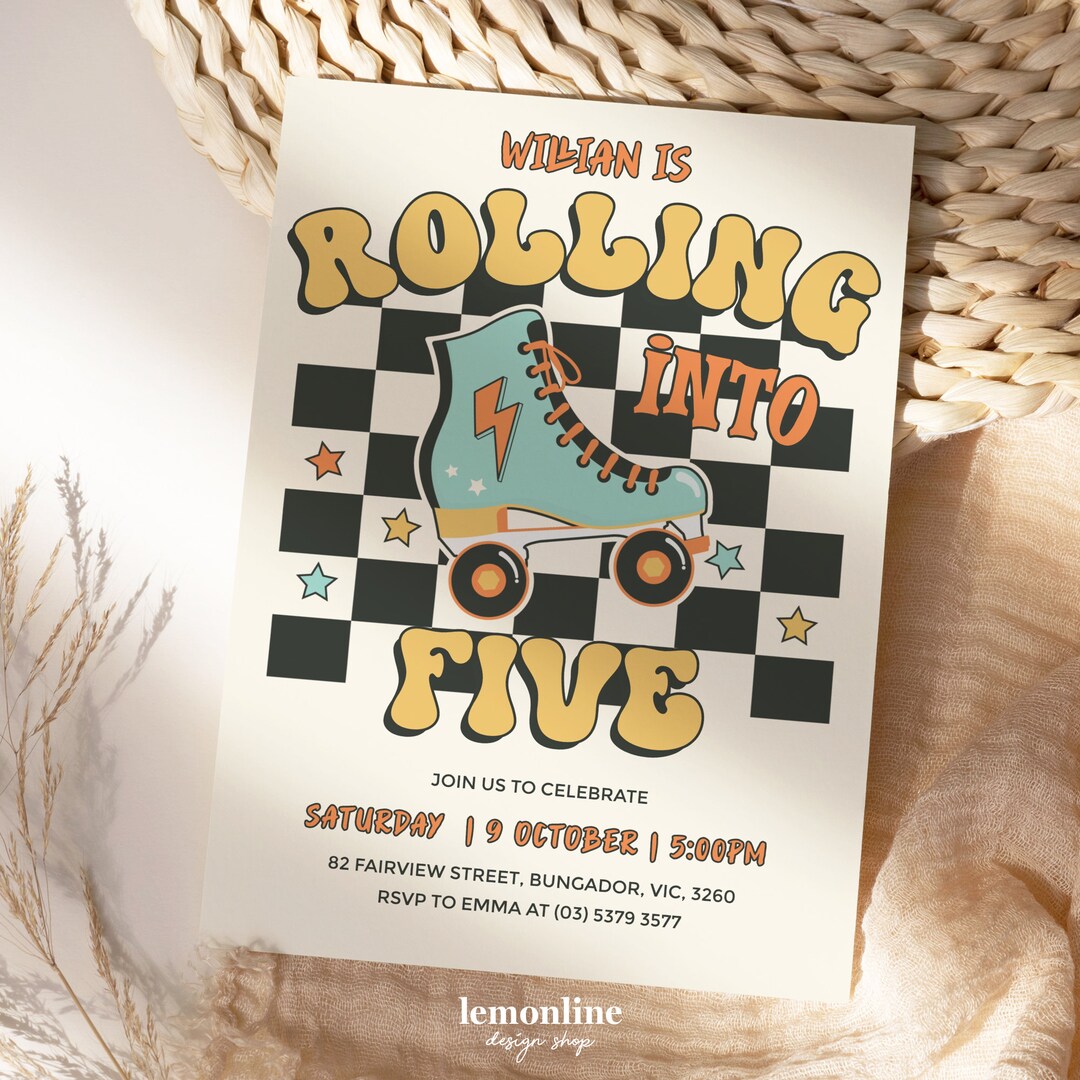Editable Roller Skate Invite, Rollerskate Birthday, Let's Roll Invite ...