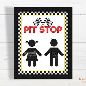 Pit Stop Sign, Race Car Birthday Party Decoration, Two Fast Birthday ...