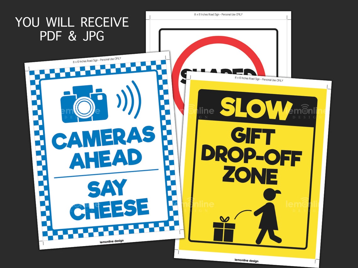 Road Signs Decor Bundle, Race Car Party Sign, Road Signs, Street Road ...