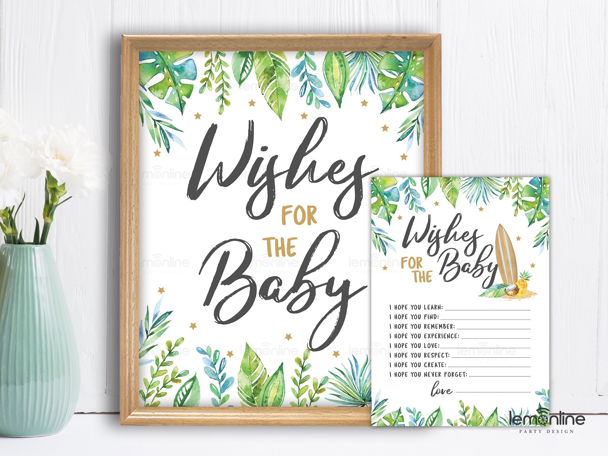 Wishes for the Baby Card & Sign, Baby Shower Game, Baby Wishes, Wishes ...