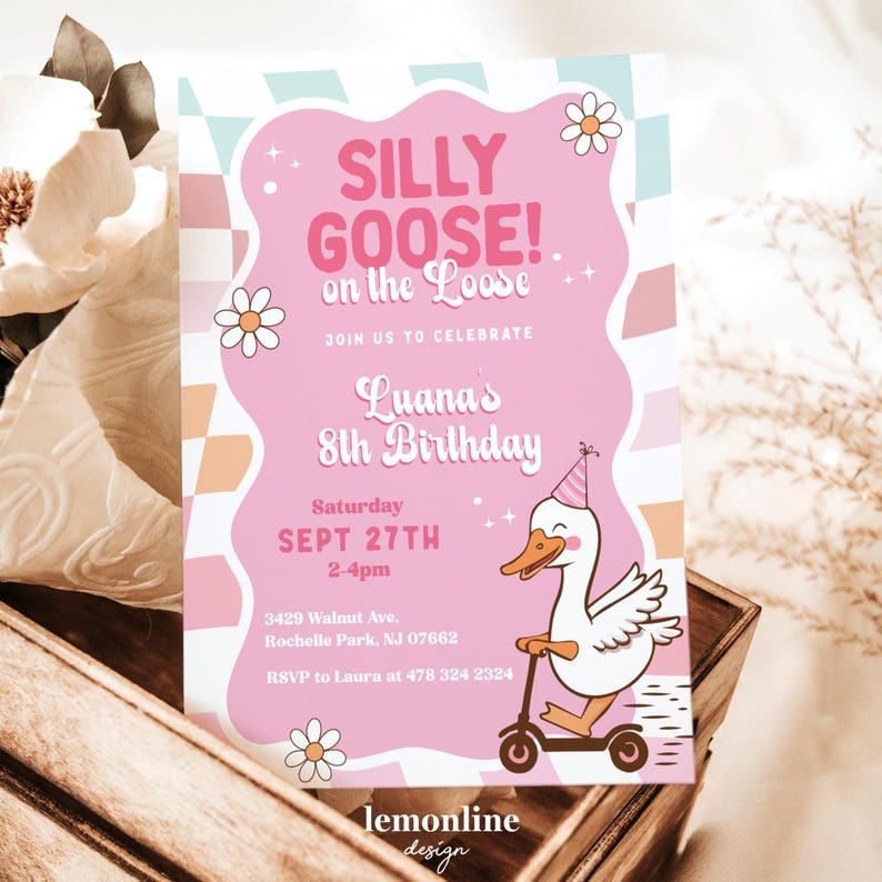 Silly Goose on the Loose Invite, Silly Goose Birthday Invitation, Funny ...