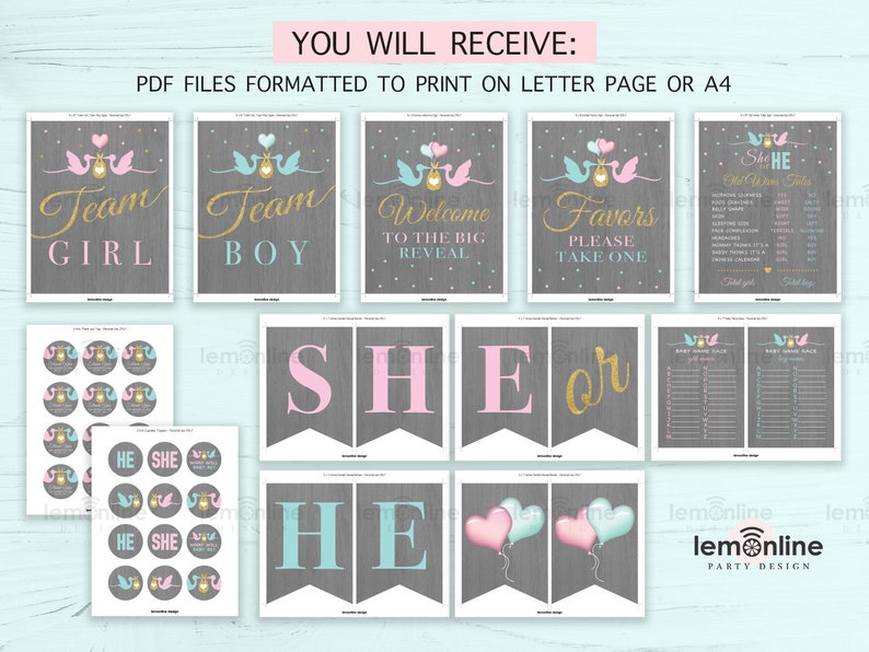 Gender Reveal Bundle Gender Reveal Decoration Gender Reveal - Etsy