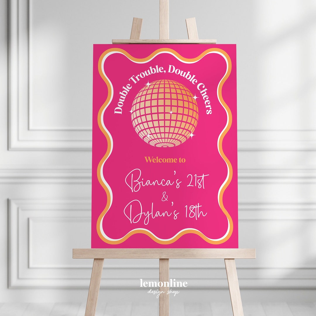 Editable Disco Welcome Sign, Welcome Sign Wave, Joint Birthday Party ...