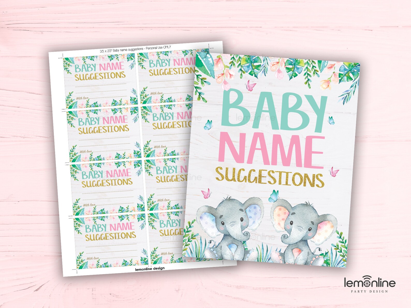 Name Suggestions Sign and Card, Gender Reveal Ideas, Baby Name ...