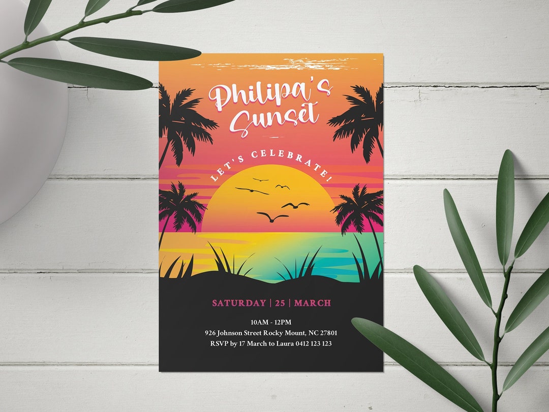 EDITABLE Summer Invitation, Summer Party Invite, Sunset Invitation ...