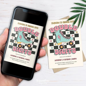 Rolling Into Double Digits Invitation, Let's Roll Invite, 10th Birthday ...