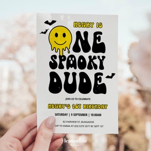 One Spooky Dude Invitation, One Happy Dude Birthday Invite, Spooky Dude ...