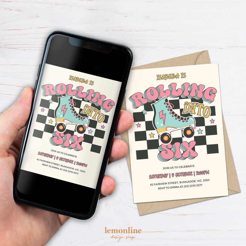 Rolling Into Six Invitation, Let's Roll Invite, 6th Birthday Invite ...