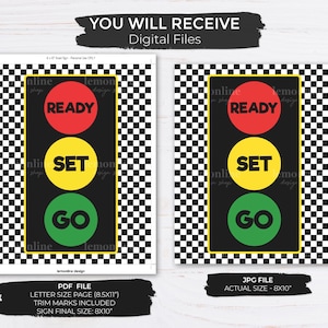 Printable Traffic Light, Race Car Birthday Party Decoration, Ready, Set ...