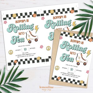 Rolling Into 10 Invitation, Skate Party Invitation, 10th Birthday ...