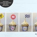 Car Cupcake Toppers, Road Signs Cupcake Toppers, Checkered Flag, Car ...