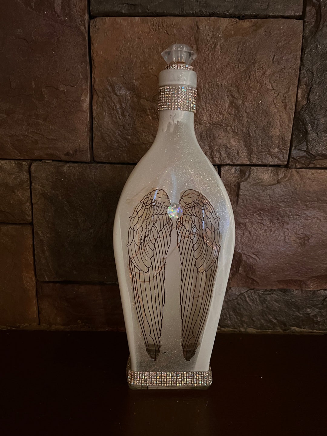 Handmade Upcycled Lighted Bottle Angel Wings Bar Decor Light Gift - Etsy
