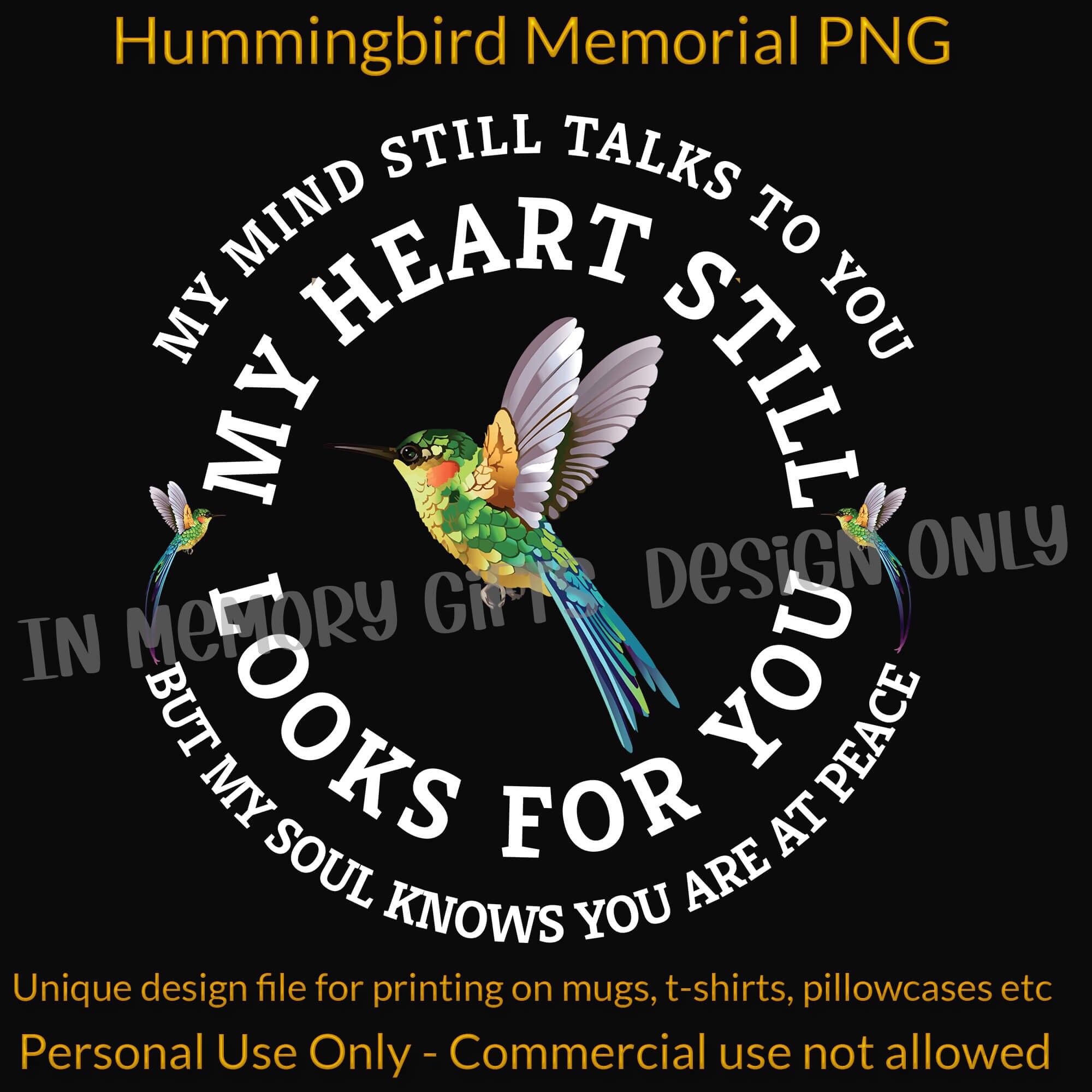 Hummingbird in Loving Memory PNG Printable Design My Mind - Etsy Canada