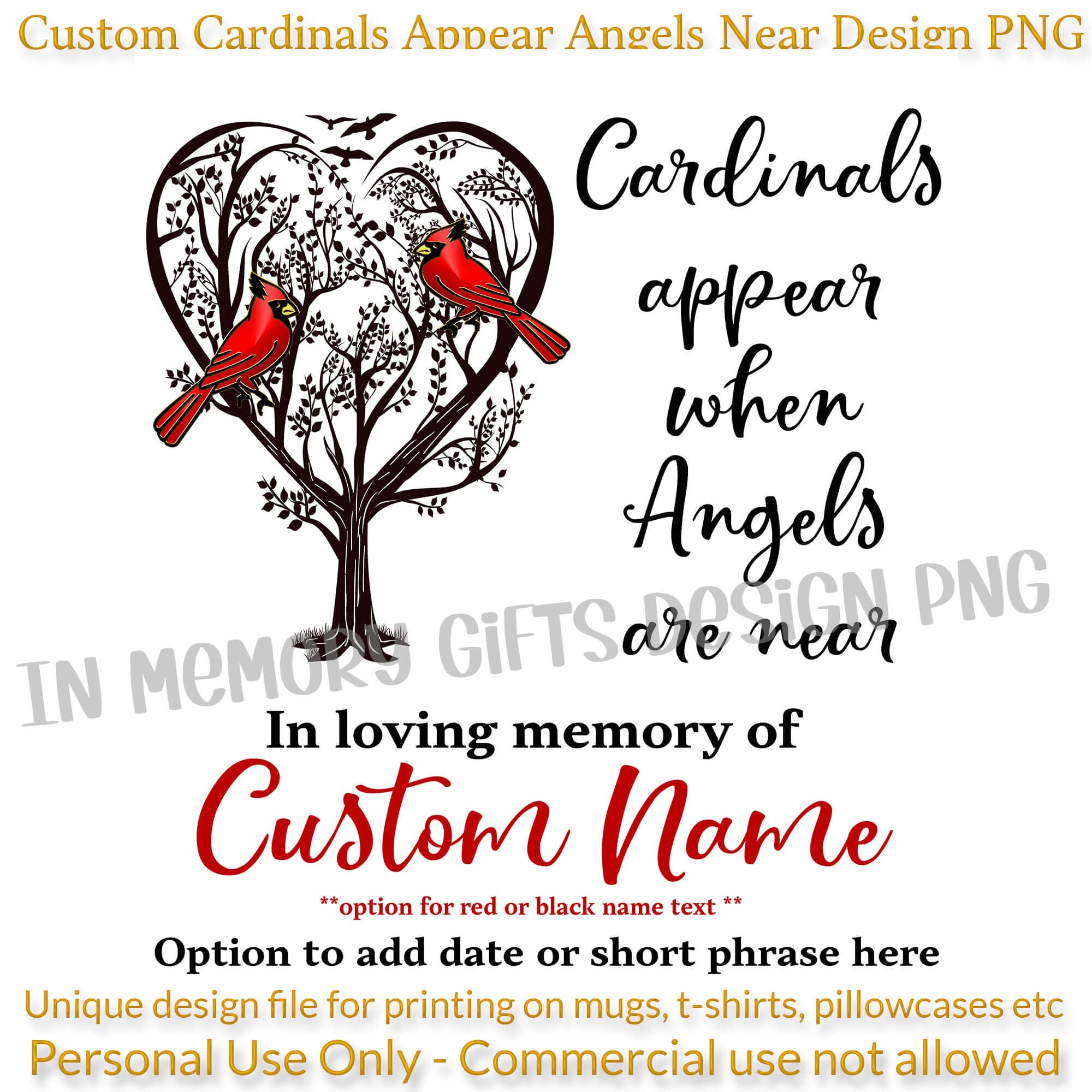 Custom Name Personalized Memorial Cardinals Appear When Angels Are Near ...