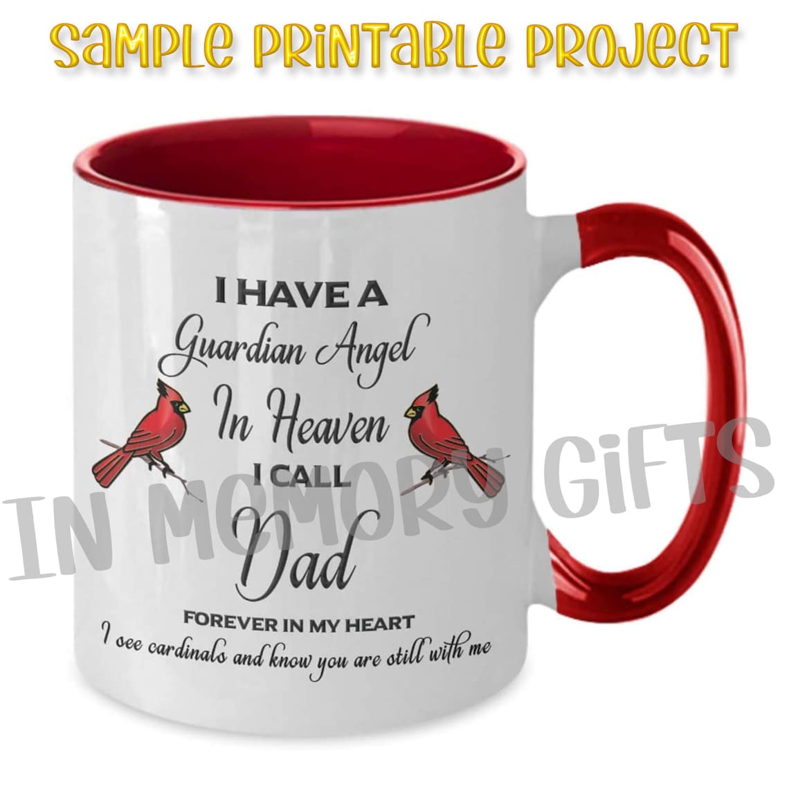 Dad Guardian Angel in Heaven Cardinal in Loving Memory Dad Memorial ...